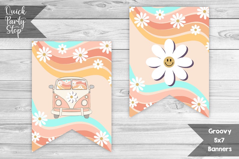 Groovy Happy Birthday Banner, Hippie Birthday Party, Pennant Banner ...