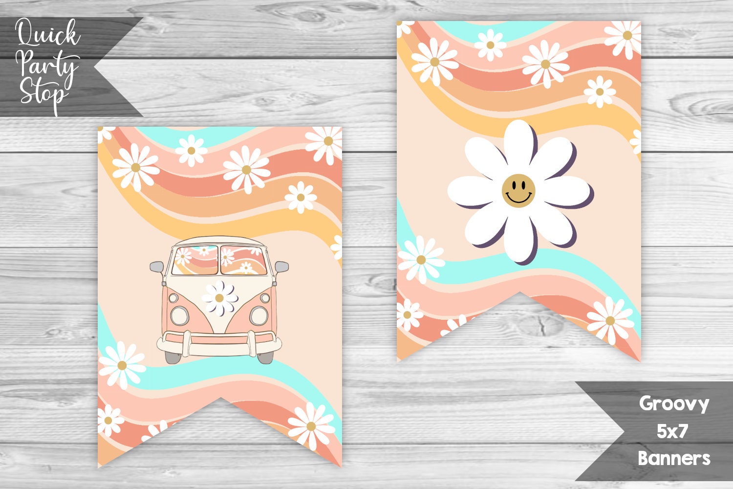 Groovy Happy Birthday Banner, Hippie Birthday Party, Pennant Banner ...