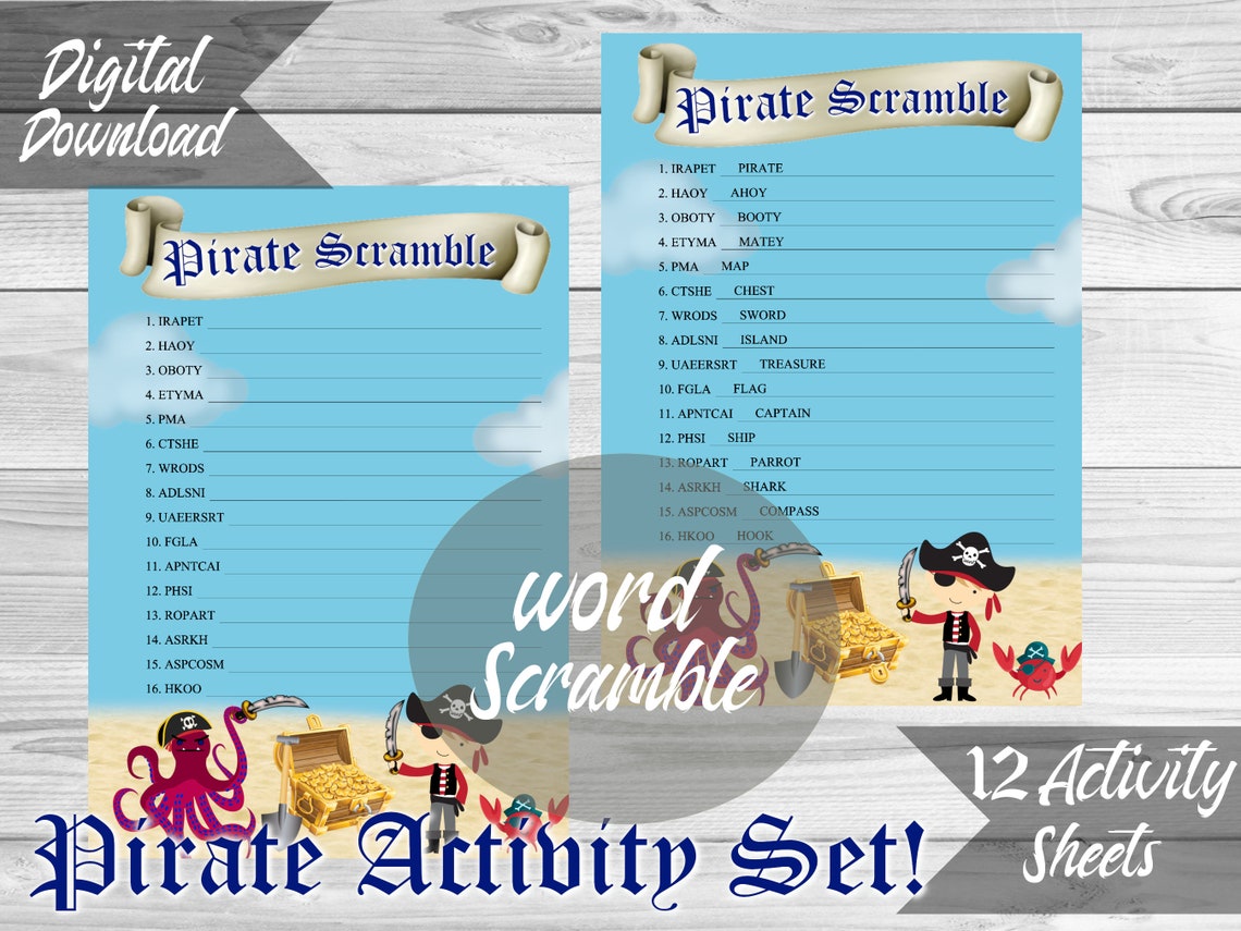 Pirate Party Activity Set Word Scramble Digital Download Printable ...
