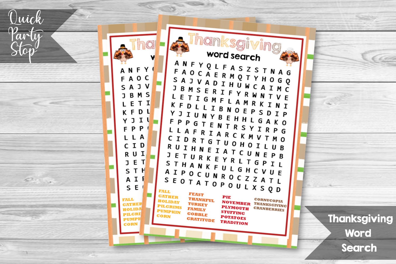 Thanksgiving Word Search Game, Harvest Party Printable Game Sheet ...