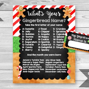 Gingerbread Name Game, What's Your Gingerbread Name, Christmas Party ...