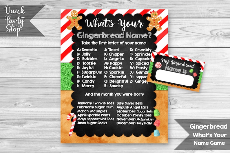Gingerbread Name Game, What's Your Gingerbread Name, Christmas Party ...