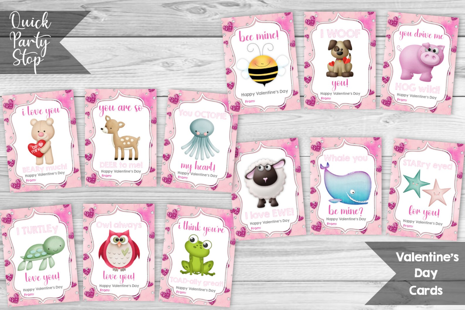 Printable Valentines Day Cards for Kids, Animal Pun Valentines ...