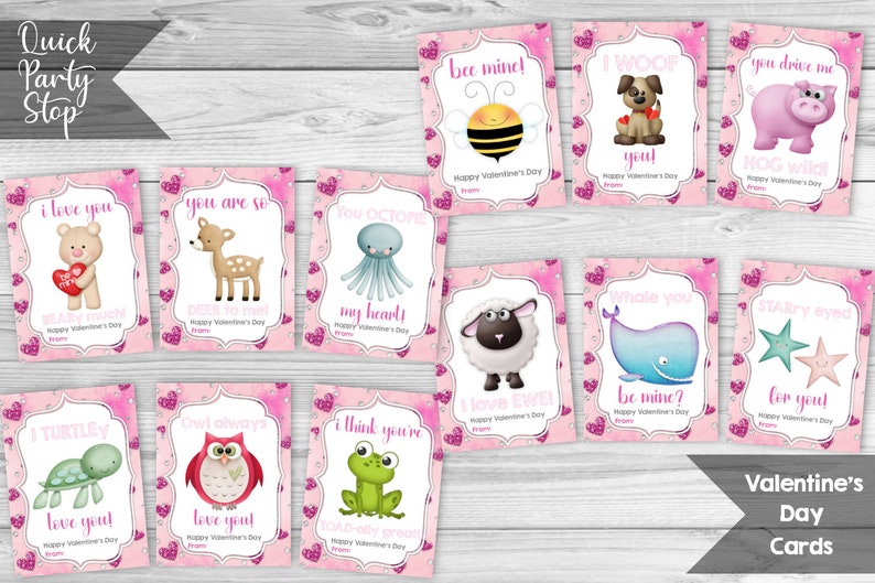 Printable Valentines Day Cards for Kids, Animal Pun Valentines ...