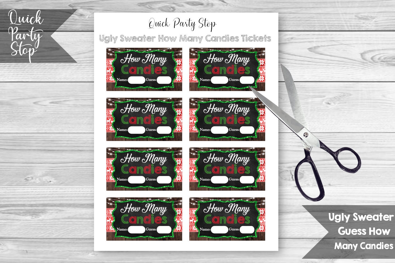 Ugly Sweater Guess How Many Candies Sign and Tickets, Tacky Sweater ...