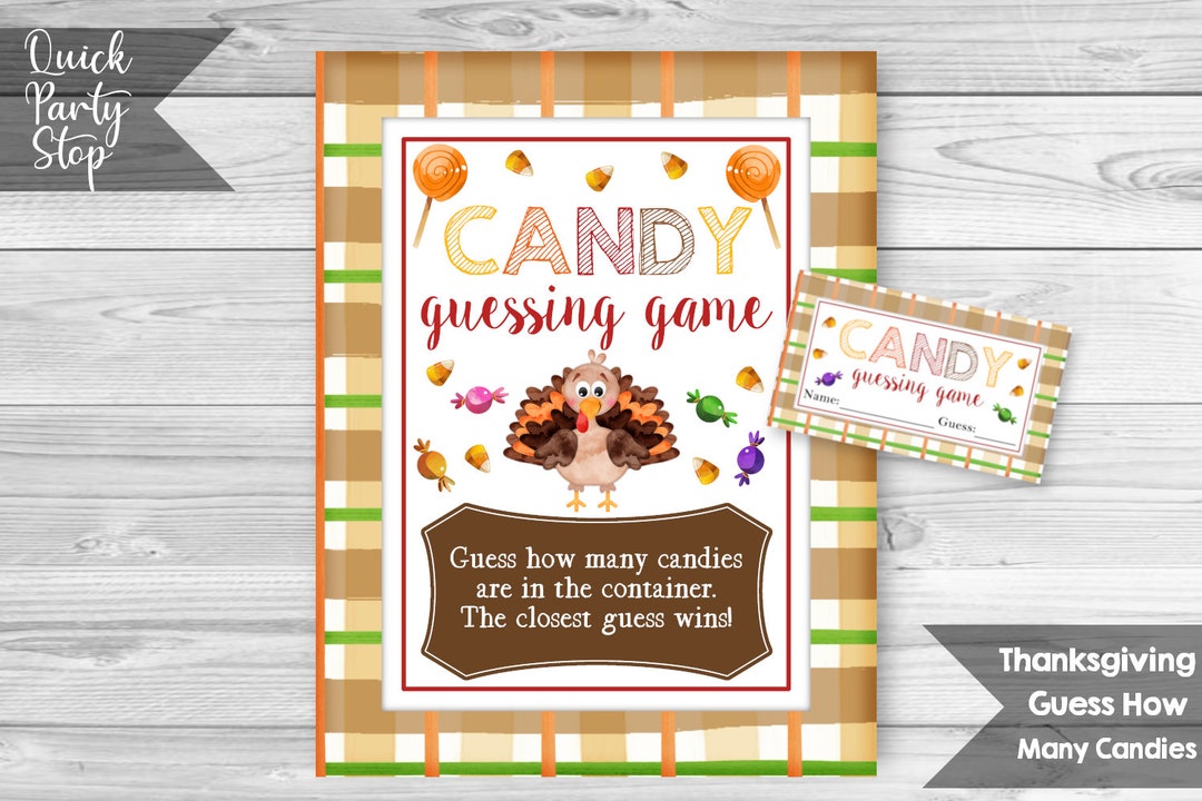 Thanksgiving Guess How Many Candies Sign and Tickets, Harvest Party ...
