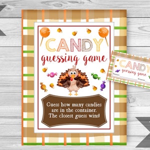 Thanksgiving Guess How Many Candies Sign and Tickets, Harvest Party ...