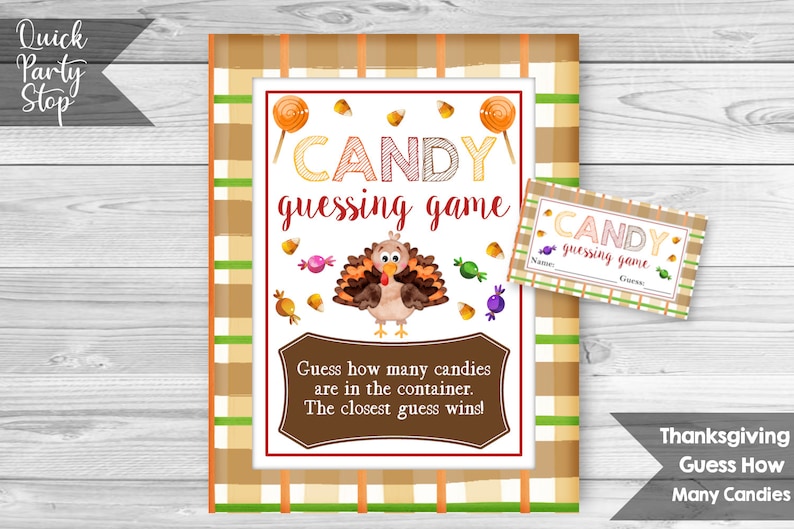 Thanksgiving Guess How Many Candies Sign and Tickets, Harvest Party ...