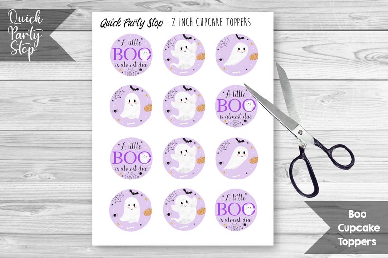 Little Boo Baby Shower Cupcake Toppers, Printable 2 Inch Cupcake ...
