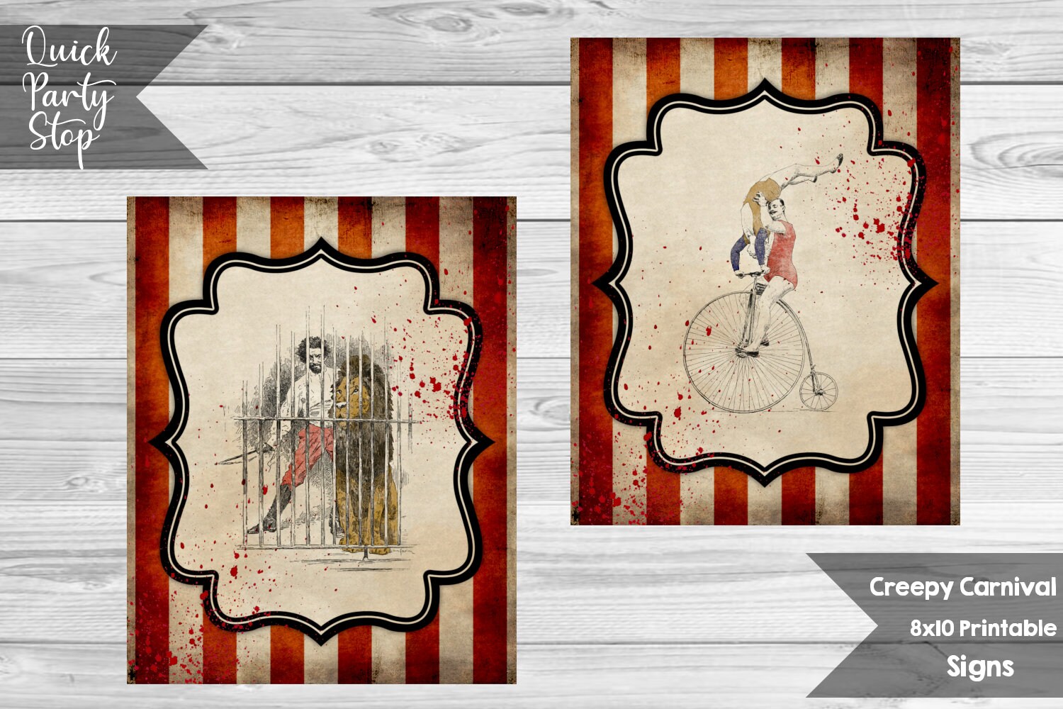 6 Creepy Carnival Birthday Signs, Vintage Circus Party Signs, Clown ...
