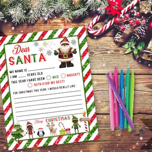 Dear Santa Wish List for Kids Printable Holiday Wish List - Etsy