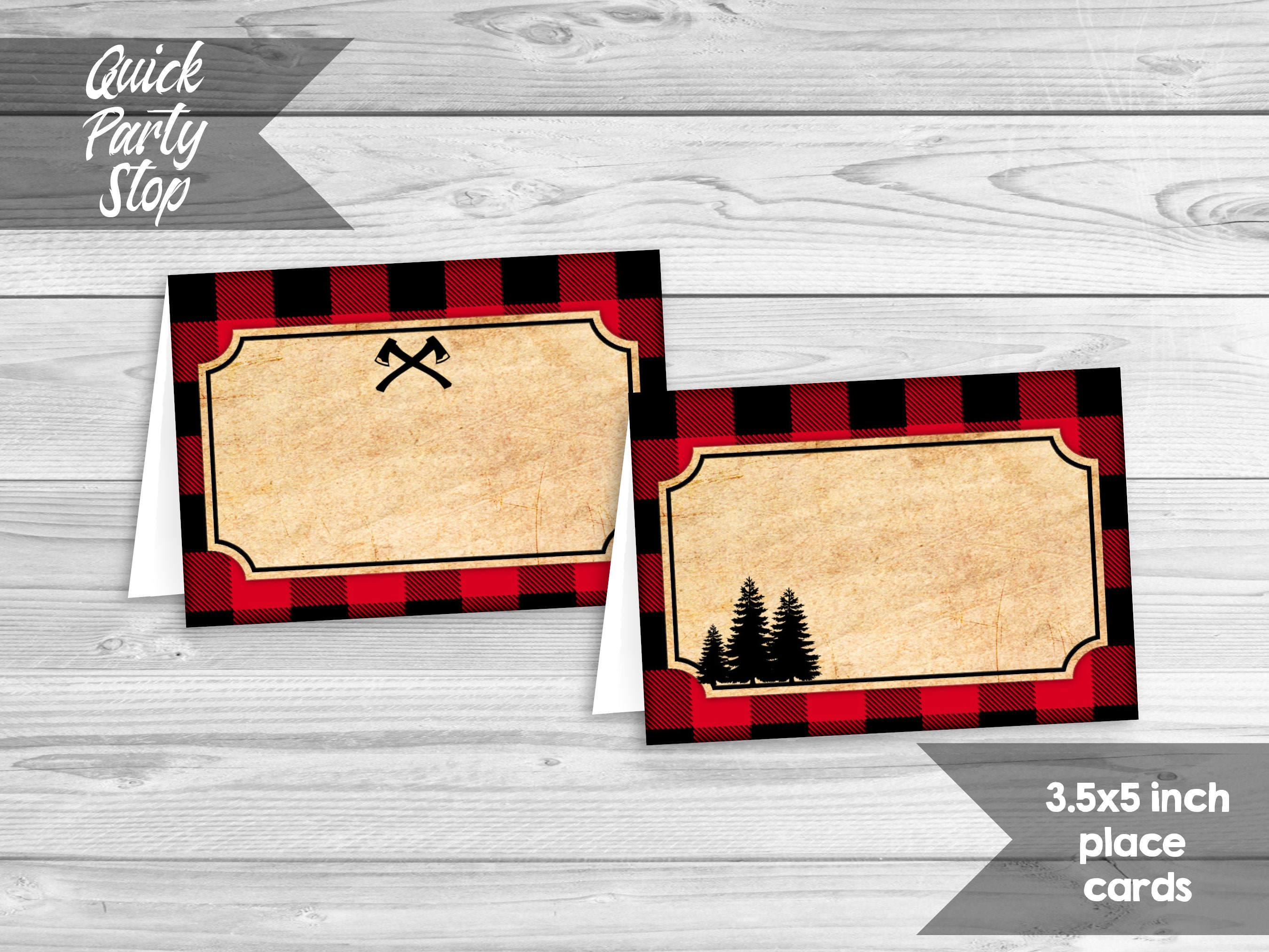 Lumberjack Food Tents, Printable Food Labels, Baby Shower Place Cards ...