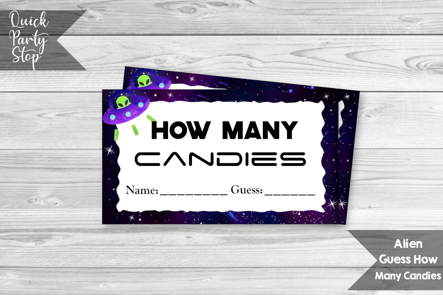 Alien Guess How Many Candies Sign and Tickets, Space Alien Birthday ...