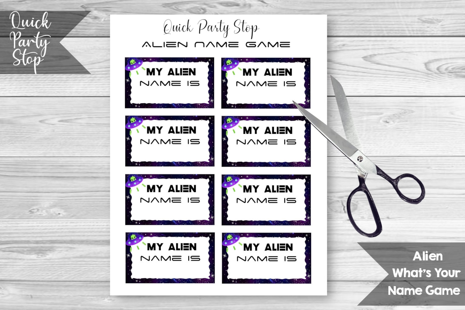 Alien Name Game, Space Birthday Party, Printable Game Sheet, What's ...