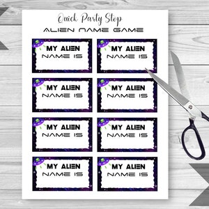 Alien Name Game, Space Birthday Party, Printable Game Sheet, What's ...