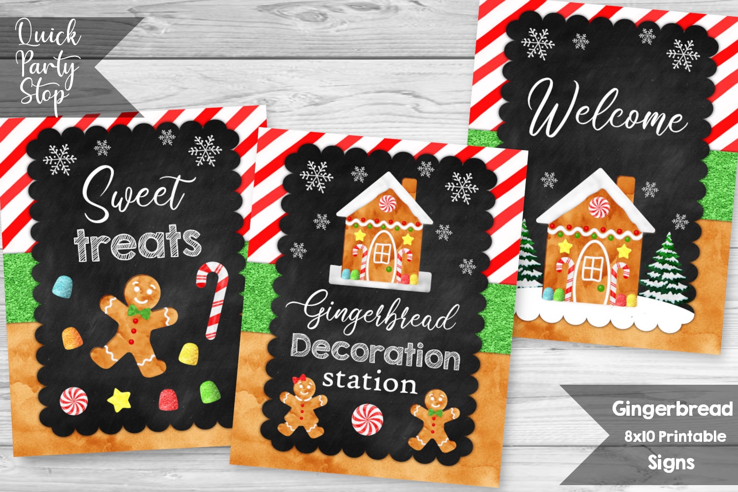5 Gingerbread Christmas Signs, Gingerbread Party Signs, Sweet Treats ...