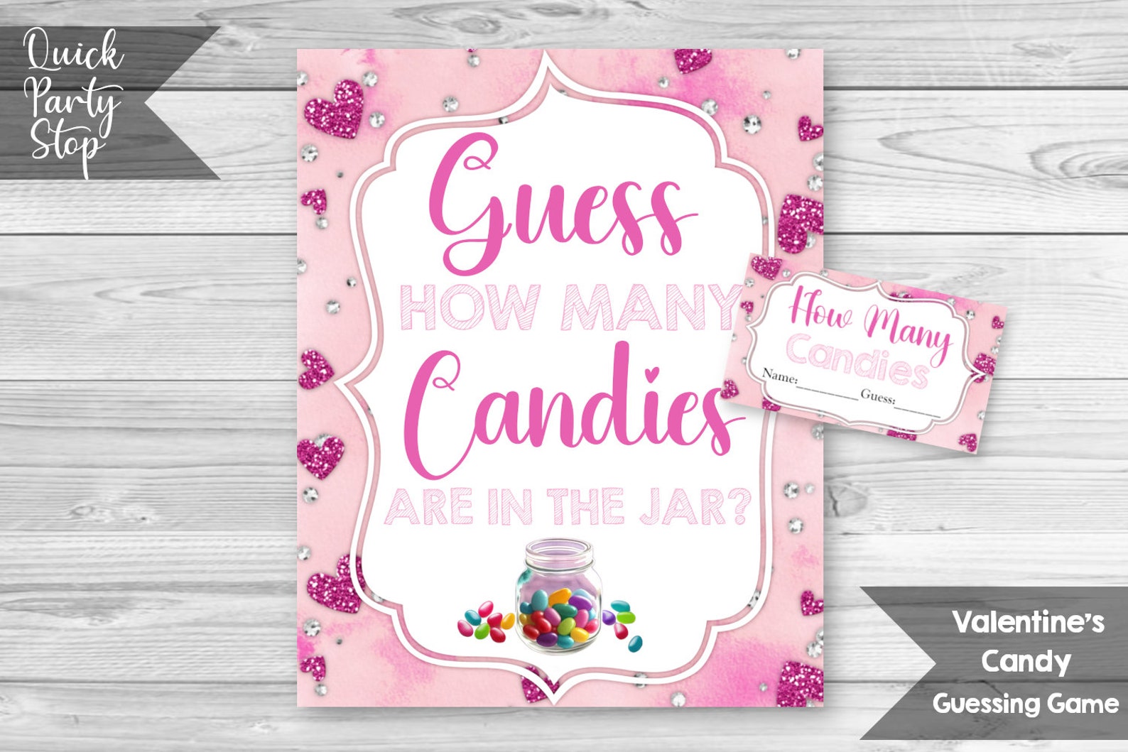 Valentines Day Guess How Many Candies Sign and Tickets, Valentines ...