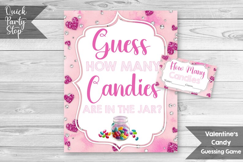 Valentines Day Guess How Many Candies Sign and Tickets, Valentines ...