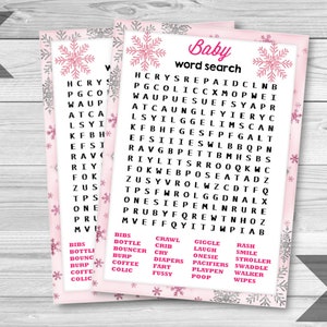 Snowflake Word Search Game, Winter Party Printable Game Sheet, Frozen ...