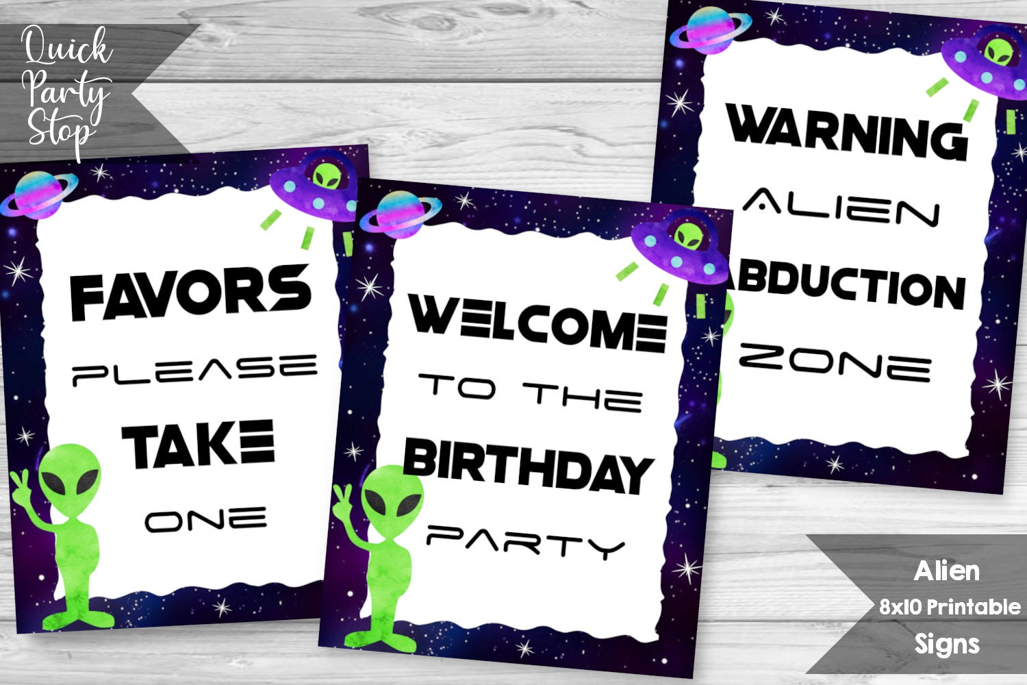 Signs Alien Birthday Party