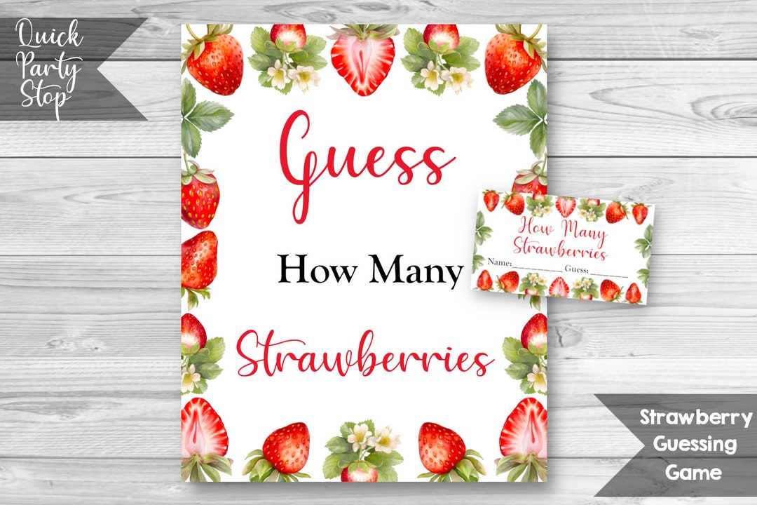 Strawberry Guess How Many Strawberries Sign and Tickets, Strawberry ...