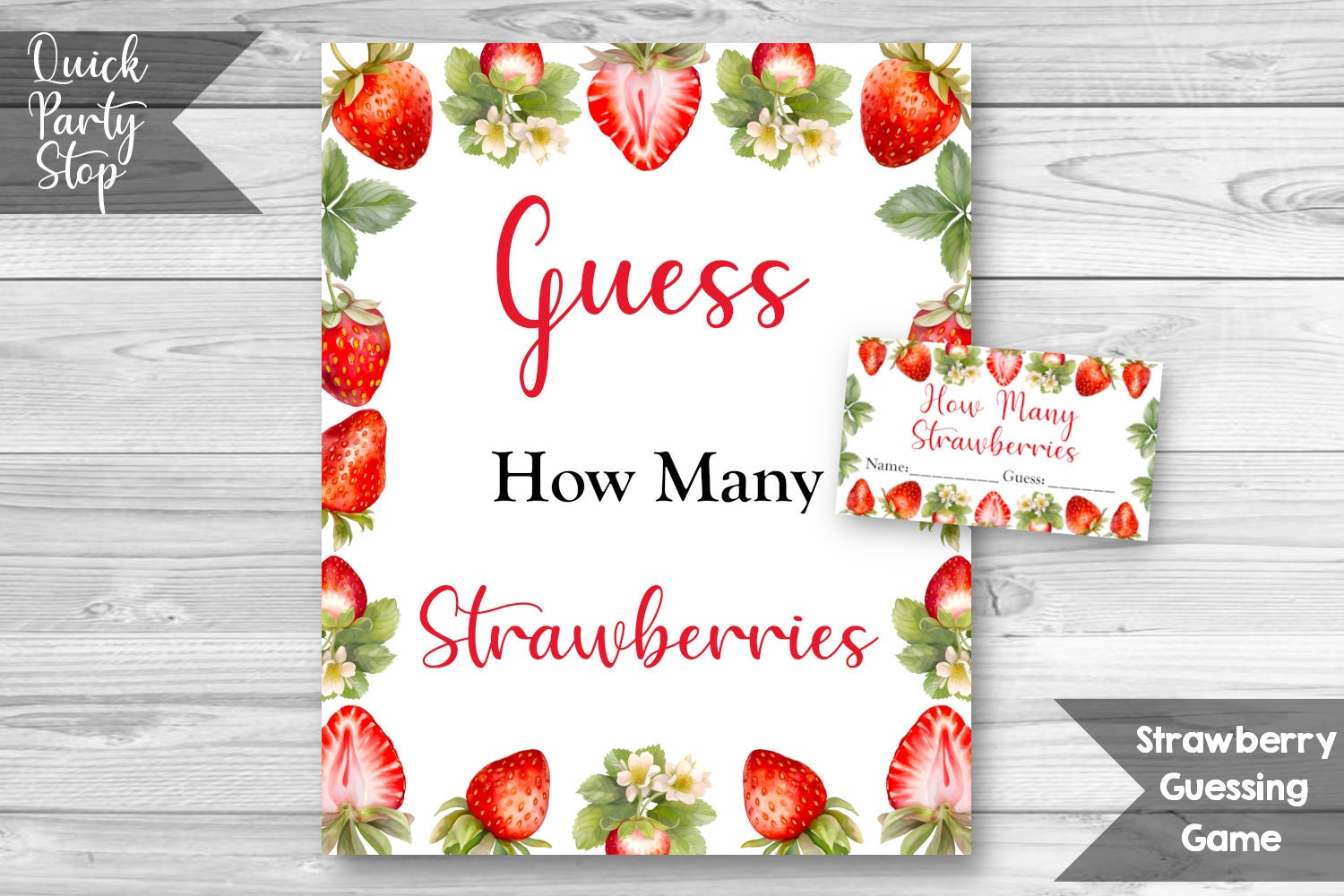 Strawberry Guess How Many Strawberries Sign and Tickets, Strawberry ...