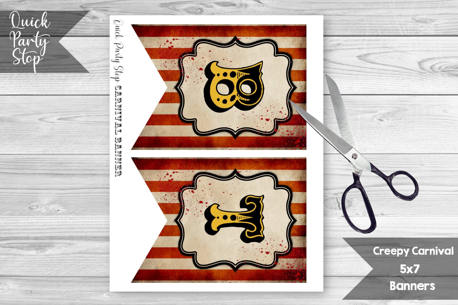 Creepy Carnival Happy Birthday Banner, Vintage Circus Birthday Party ...