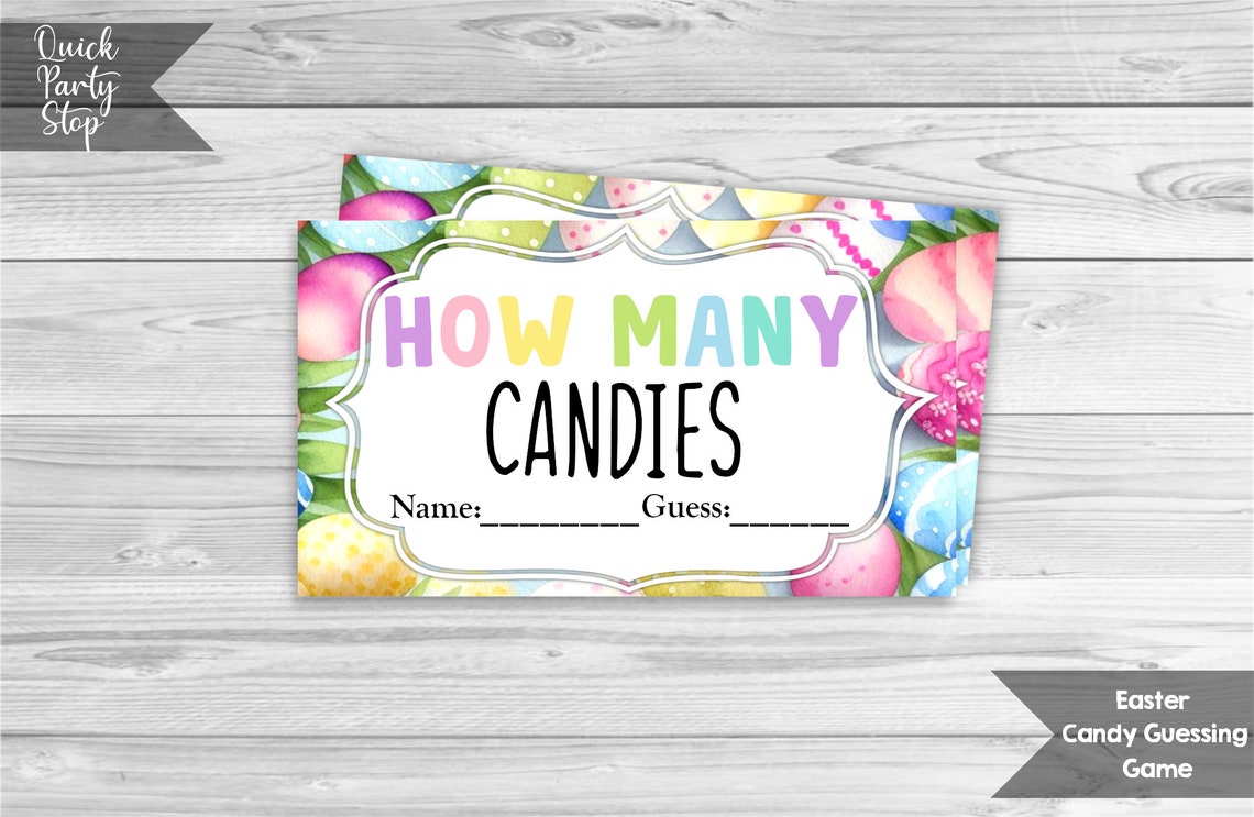 Easter Guess How Many Candies Sign and Tickets, Easter Party, Easter ...