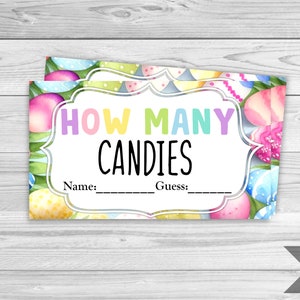 Easter Guess How Many Candies Sign and Tickets, Easter Party, Easter ...