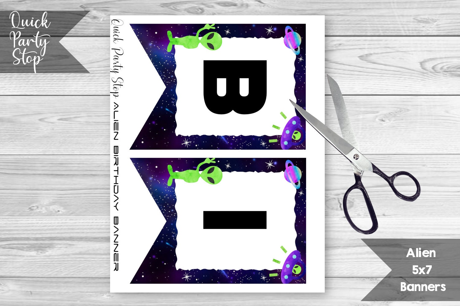 Alien Happy Birthday Banner, Space Alien Birthday Party, Pennant Banner ...