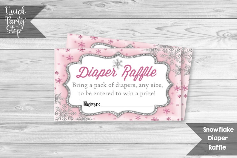 Snowflake Diaper Raffle Sign and Tickets, Winter Baby Shower, Diaper ...