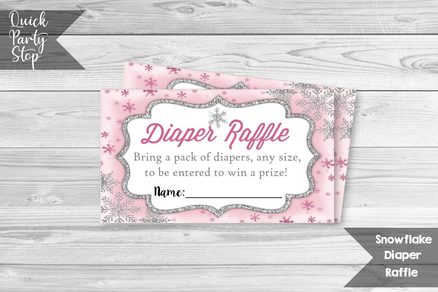 Snowflake Diaper Raffle Sign and Tickets, Winter Baby Shower, Diaper ...