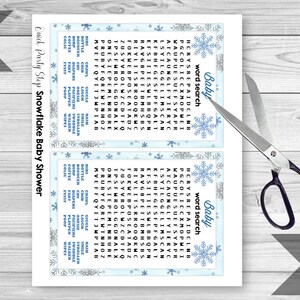 Snowflake Word Search Game Winter Party Printable Game Sheet - Etsy