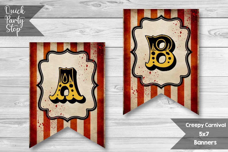Creepy Carnival Happy Birthday Banner, Vintage Circus Birthday Party ...