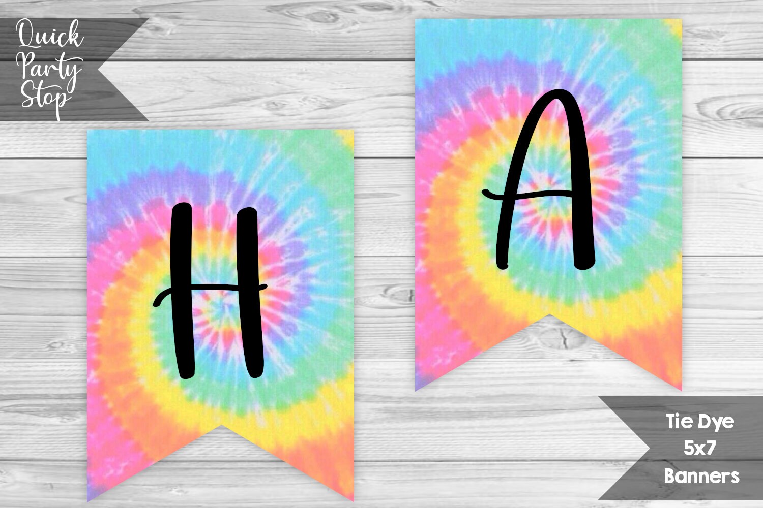 Tie Dye Happy Birthday Banner, Rainbow Birthday Party, Pennant Banner ...