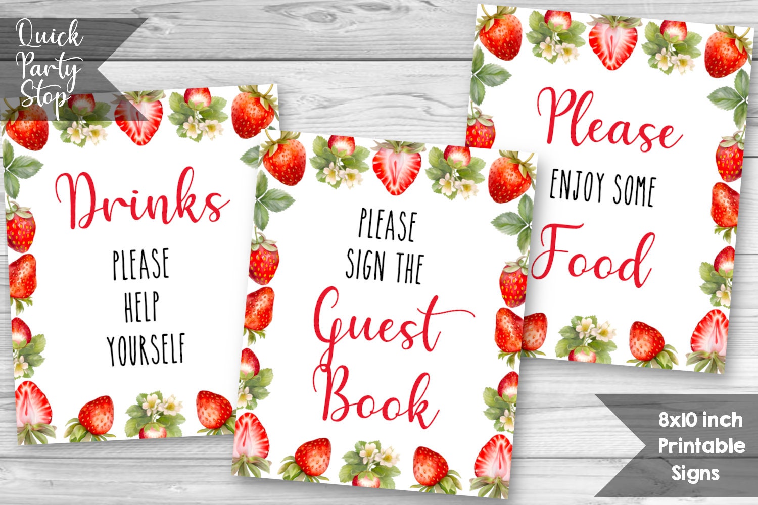 6 Strawberry Baby Shower Signs Strabwerry Baby Shower Signs - Etsy
