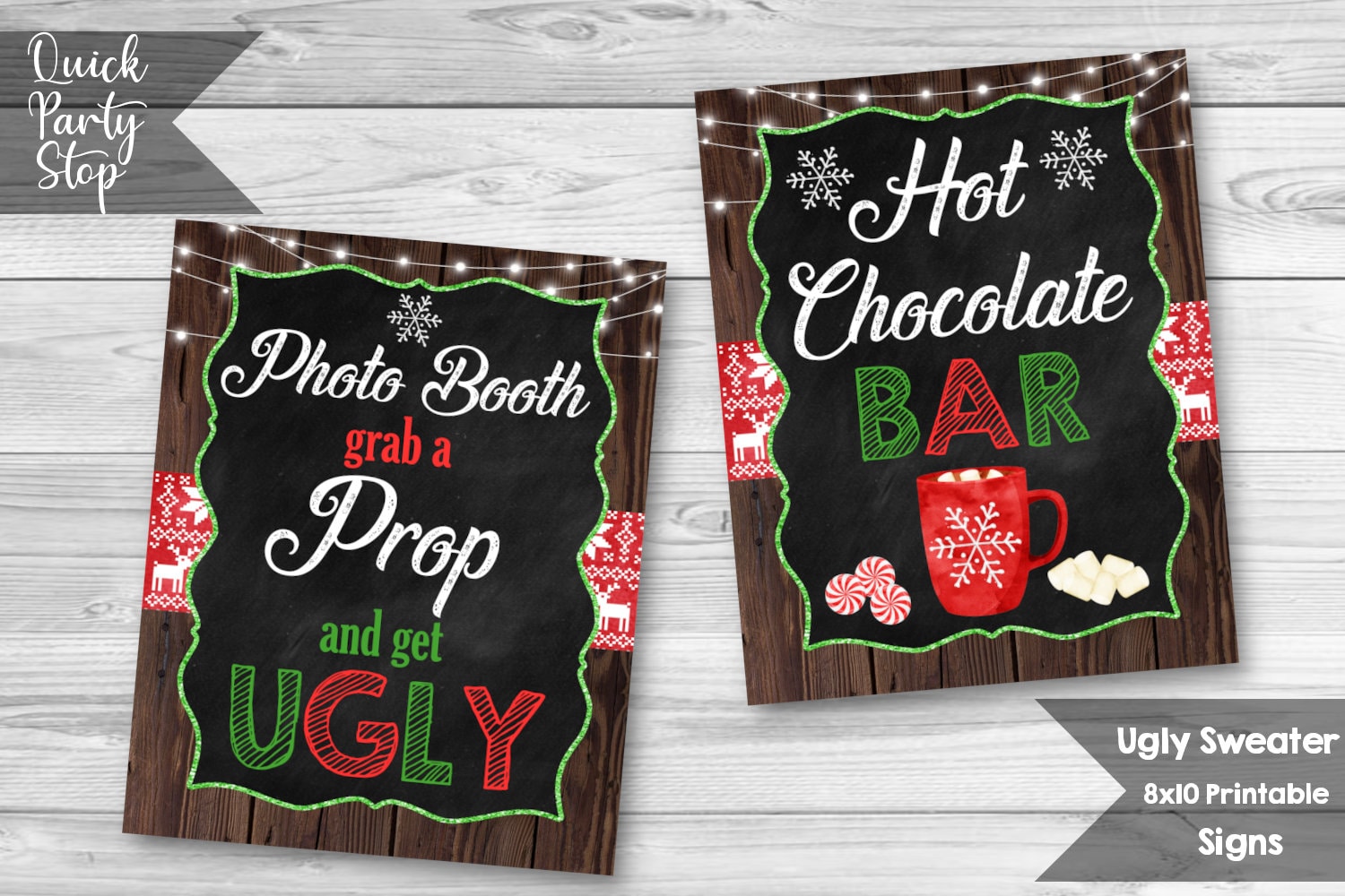 5 Ugly Sweater Signs, Christmas Party Signs, Tacky Sweater Sign, Eat ...