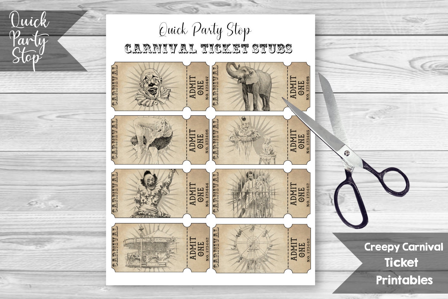 Creepy Carnival Ticket Printables, Vintage Circus Ticket Stubs ...