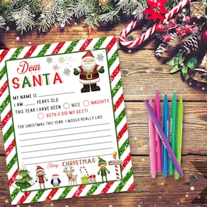 Dear Santa Wish List for Kids Printable Holiday Wish List - Etsy
