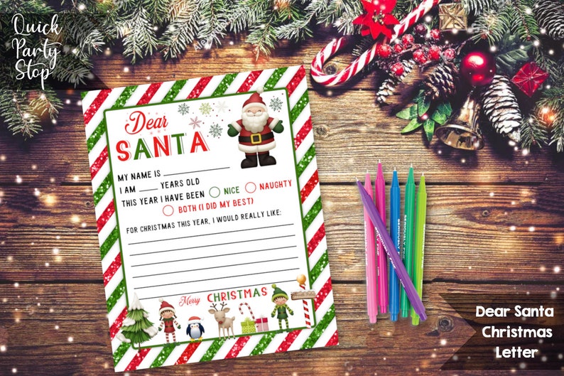 Dear Santa Wish List for Kids Printable Holiday Wish List - Etsy