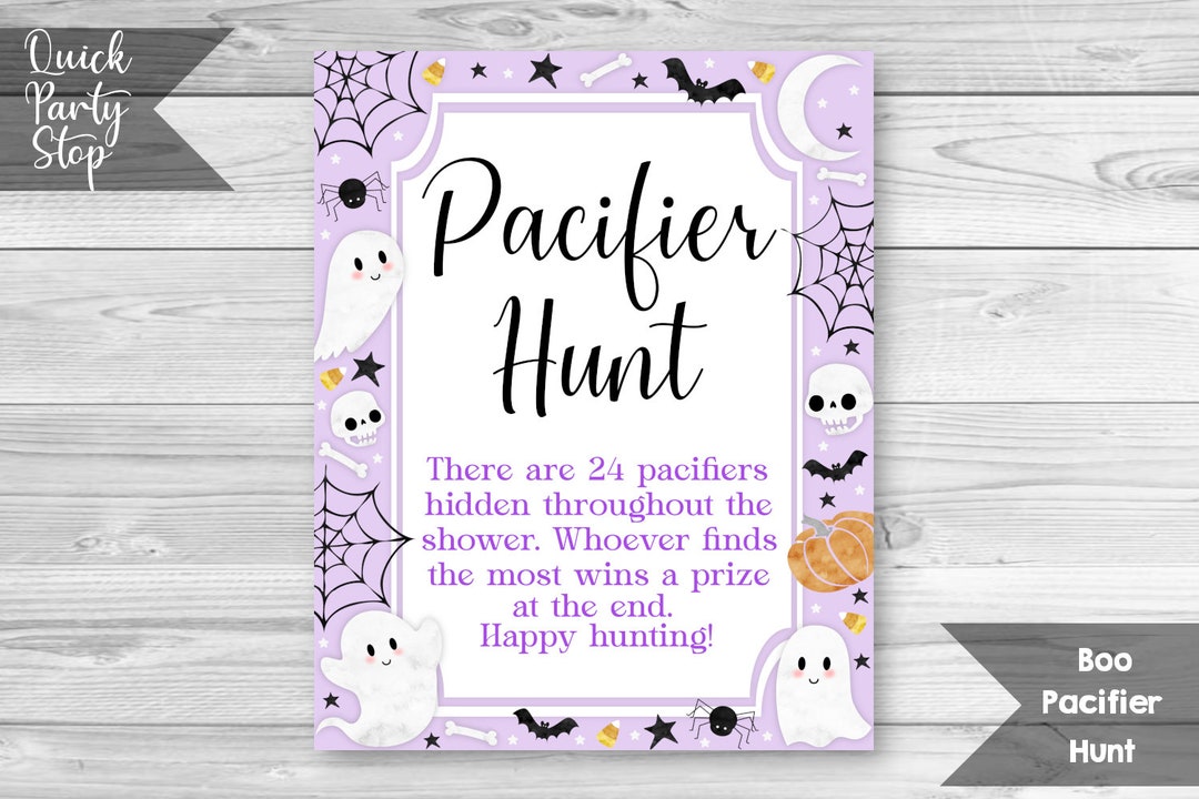Little Boo Pacifier Hunt Game, Halloween Baby Shower, Printable Game ...
