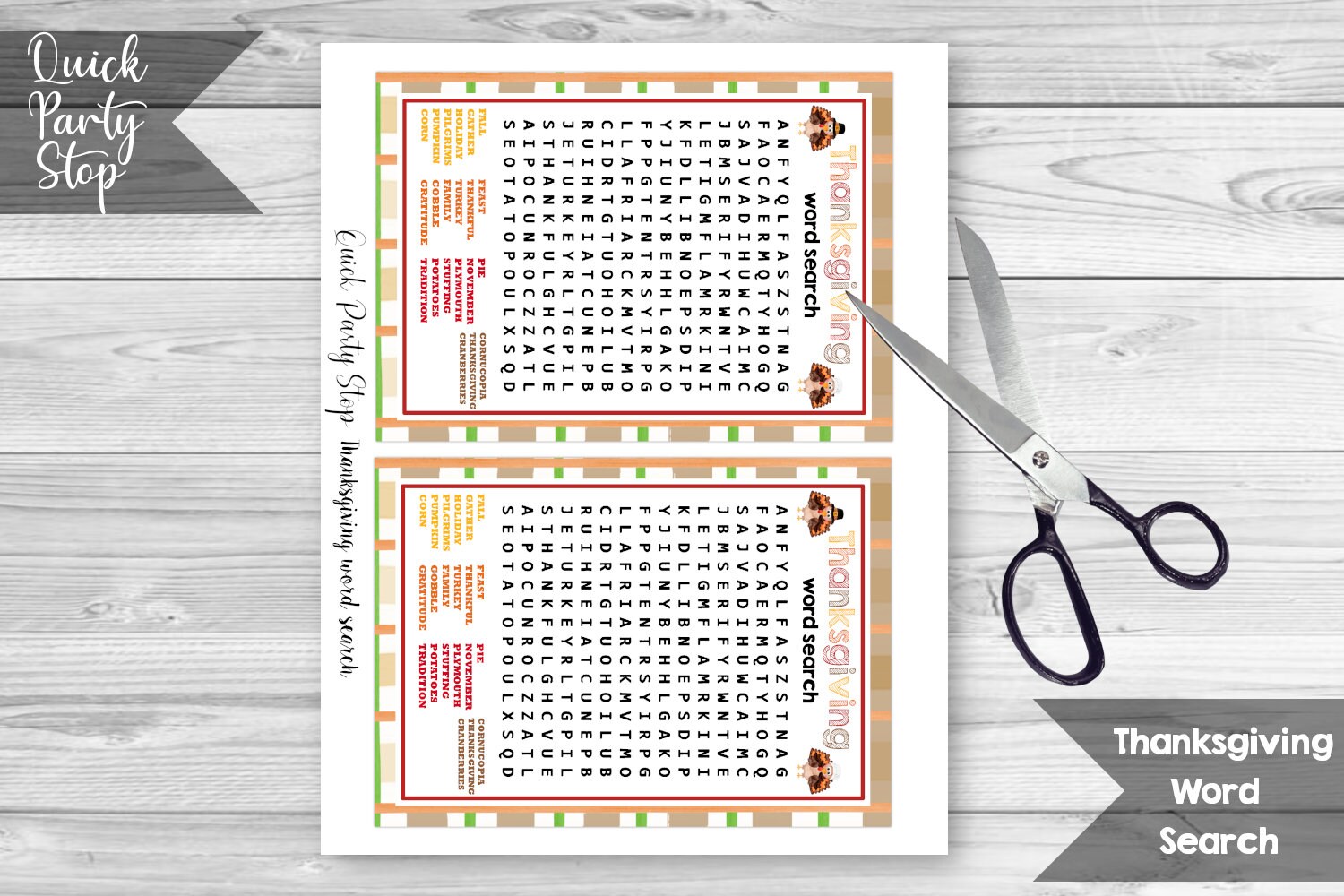Thanksgiving Word Search Game, Harvest Party Printable Game Sheet ...