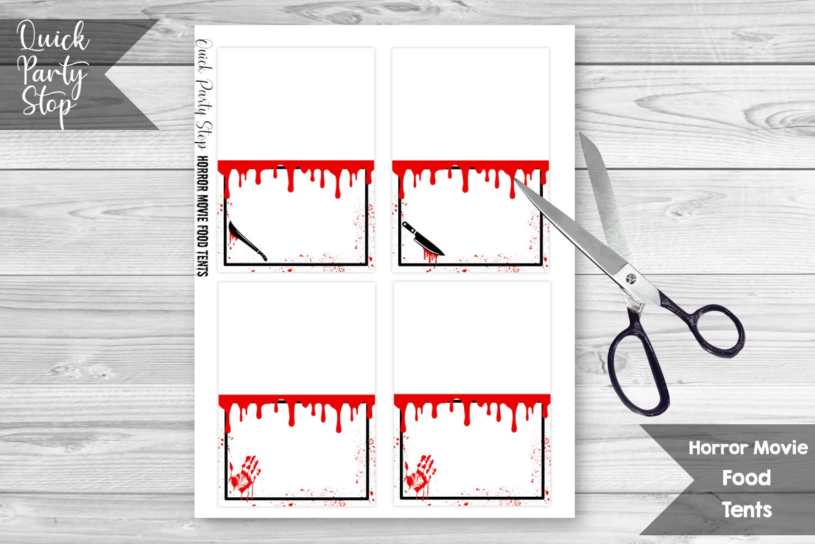 Horror Movie Birthday Editable Food Tents, Scary Movie Food Labels ...