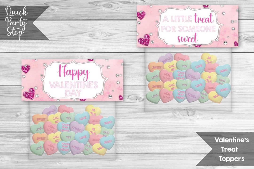 Valentines Day Treat Toppers, Valentines Goody Bag Topper, Happy ...