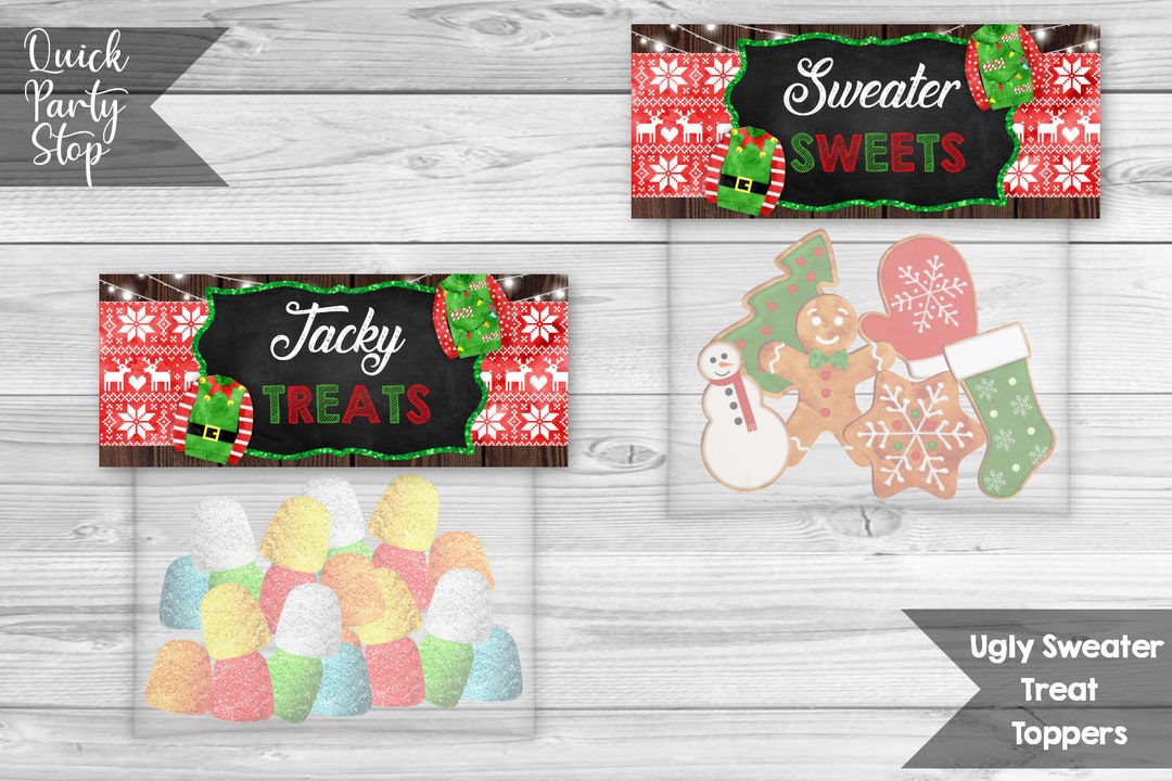 Ugly Sweater Treat Toppers, Christmas Goody Bag Topper, Tacky Treats ...