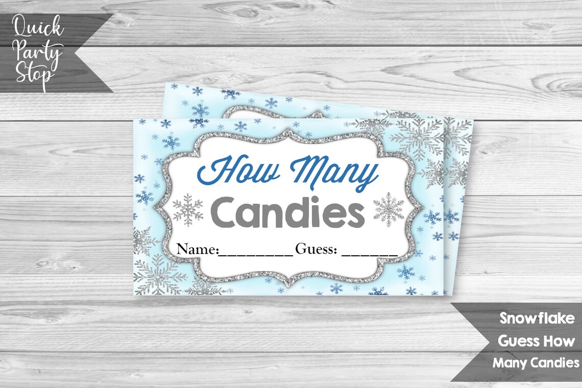 Snowflake Guess How Many Candies Sign and Tickets, Frozen Party, Winter ...