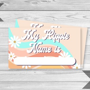 Hippie Name Game, Groovy Birthday Party, Printable Game Sheet, What's ...