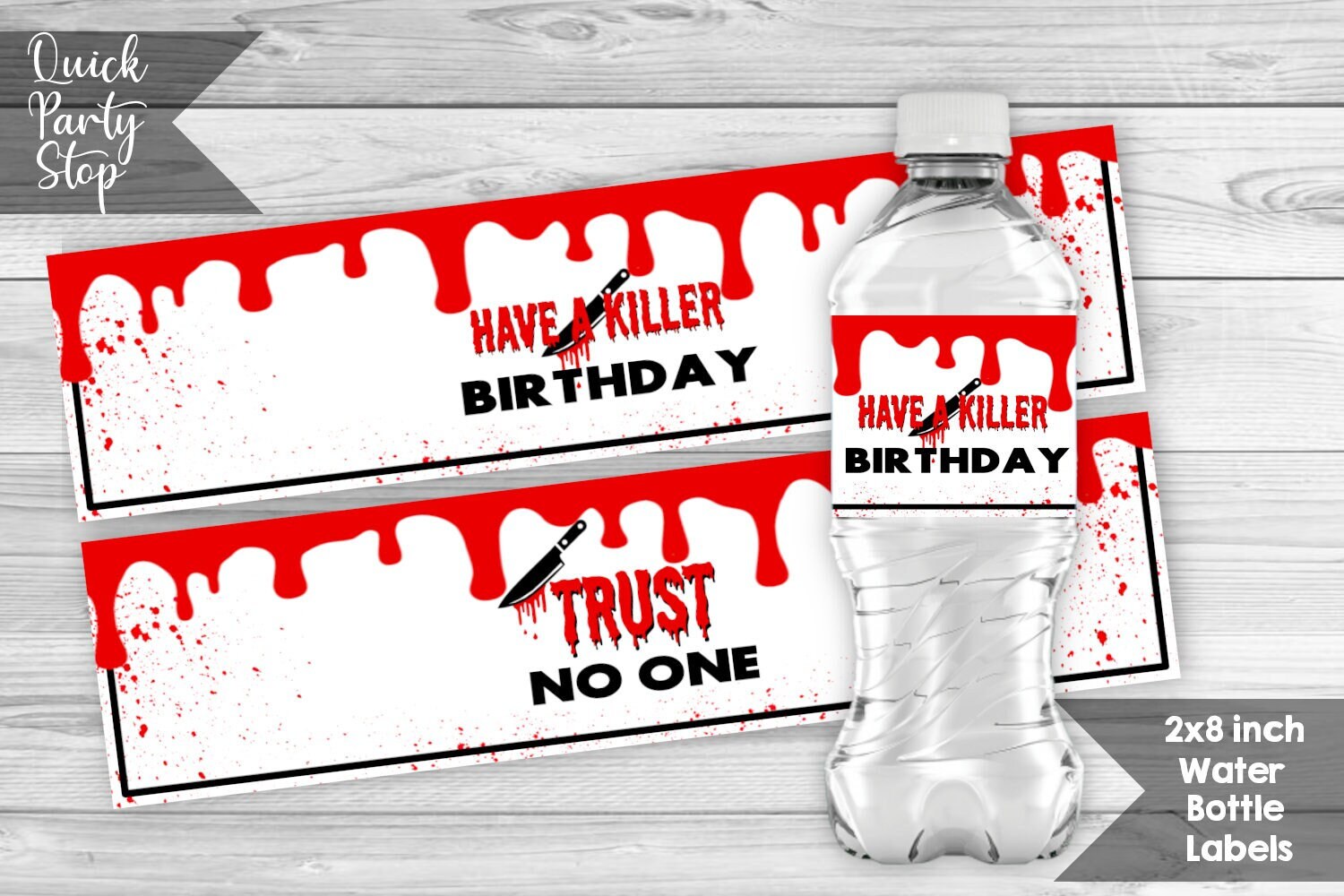 Horror Movie Water Bottle Labels, Scary Movie Birthday Party Wrappers ...