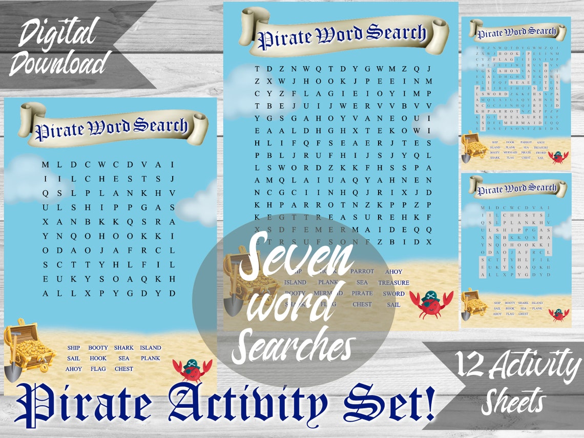 Pirate Party Activity Set 12 Different Activity Sheets Digital Download ...