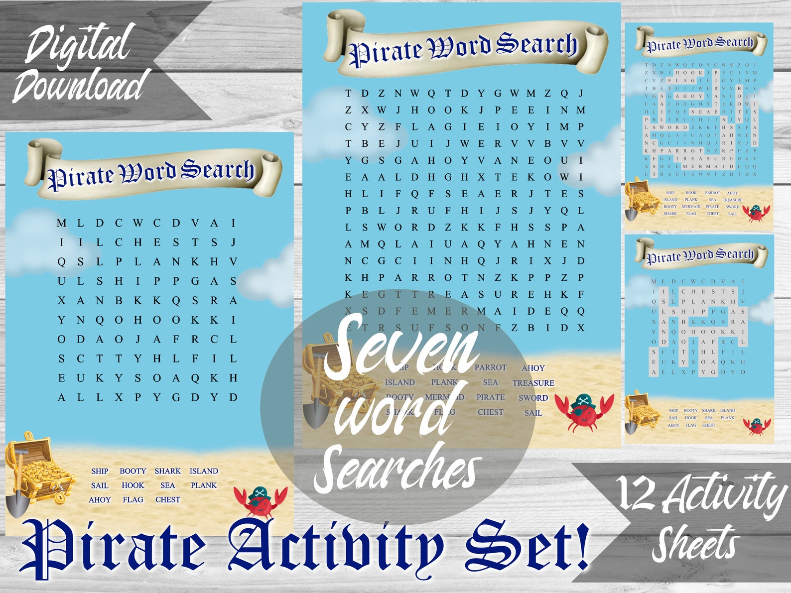 Pirate Party Activity Set 12 Different Activity Sheets Digital Download ...